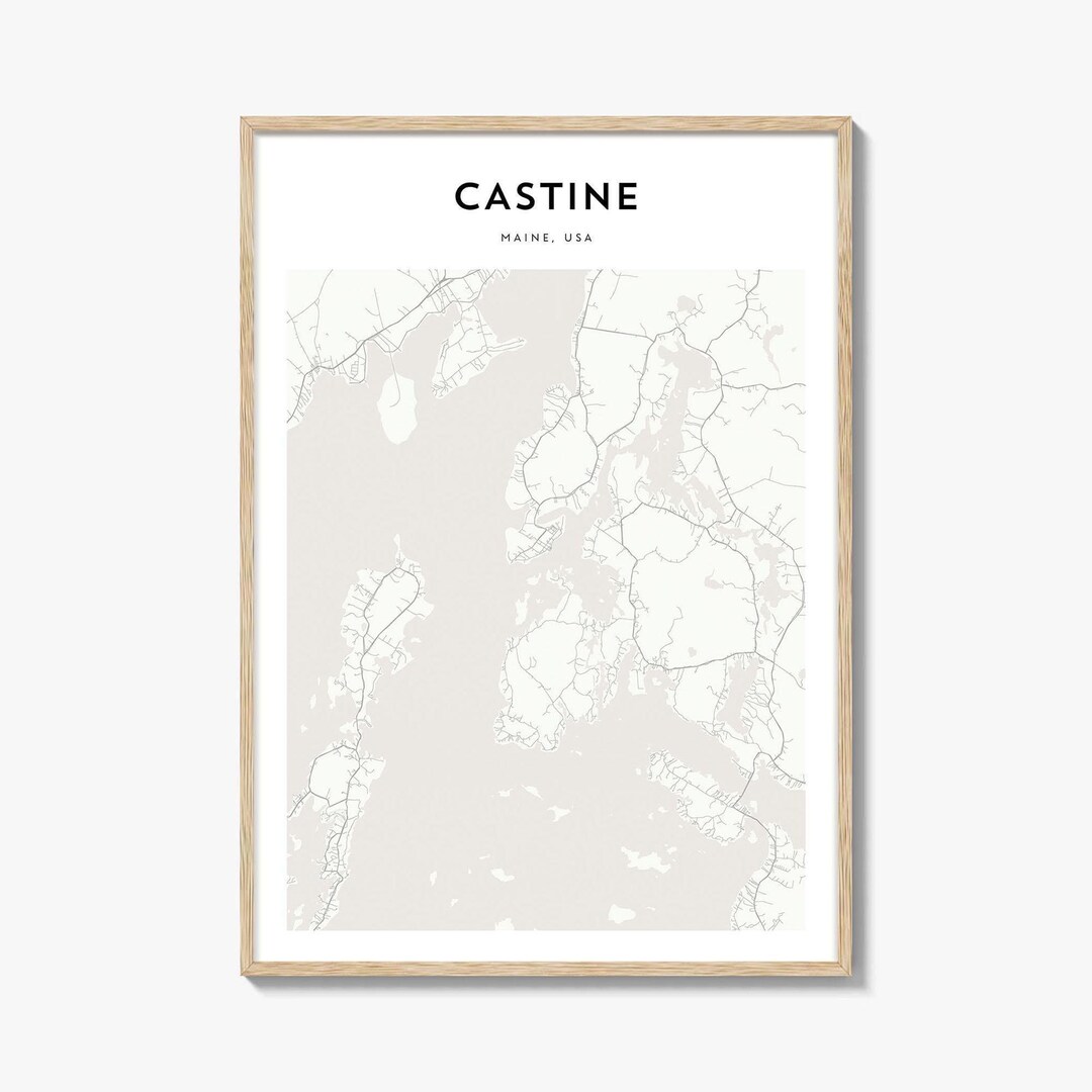 Castine Map Print, Maine Poster, USA Wall Art, New England Custom ...