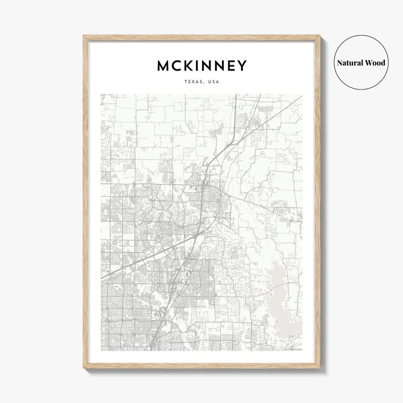 Mckinney Map Print, Texas Poster, USA Wall Art, Collin County Custom ...