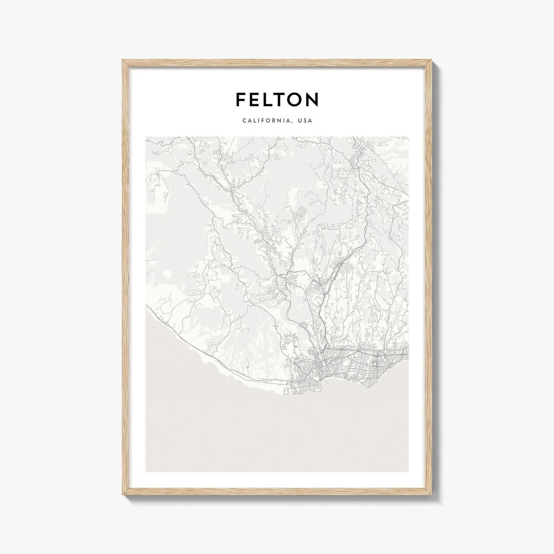Felton Map Print, California Poster, USA Wall Art, Santa Cruz Custom ...