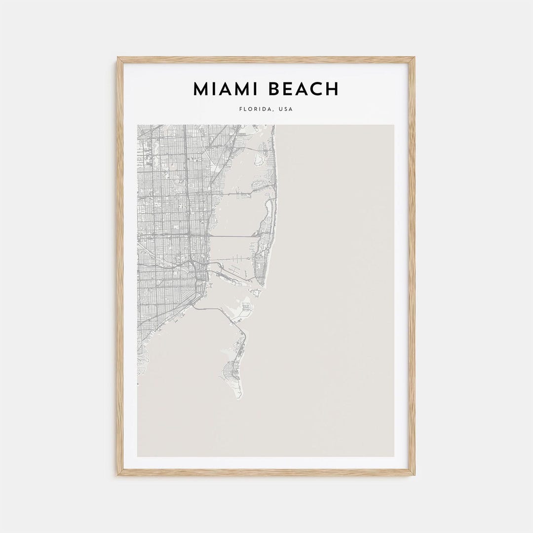 Miami Beach Map Poster, Miami Beach Map Print, Miami Beach Personalized ...