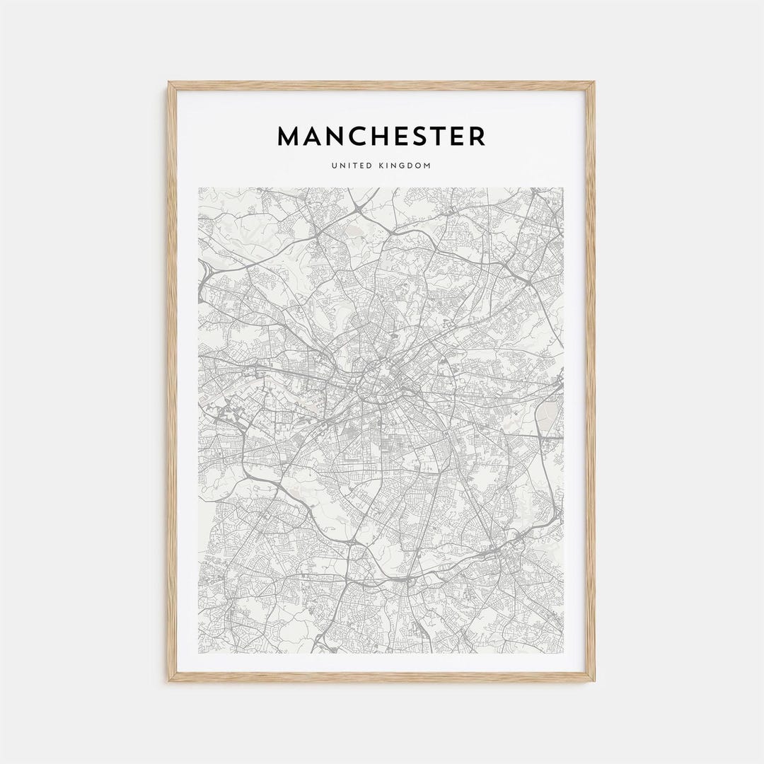 Manchester United Kingdom Map Poster, Manchester Map Print, Manchester ...