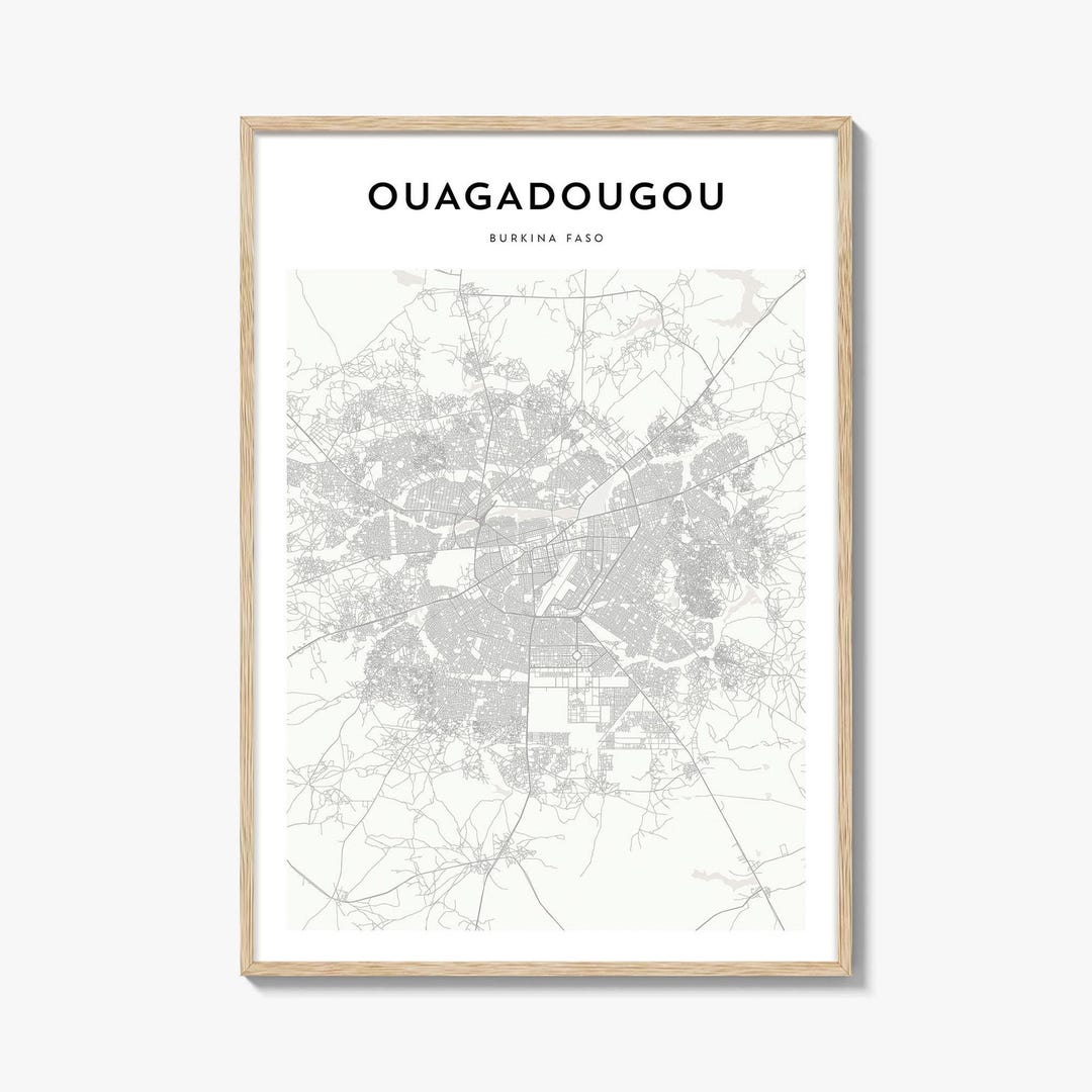 Ouagadougou Map Poster, Ouagadougou Map Print, Ouagadougou Travel Wall ...