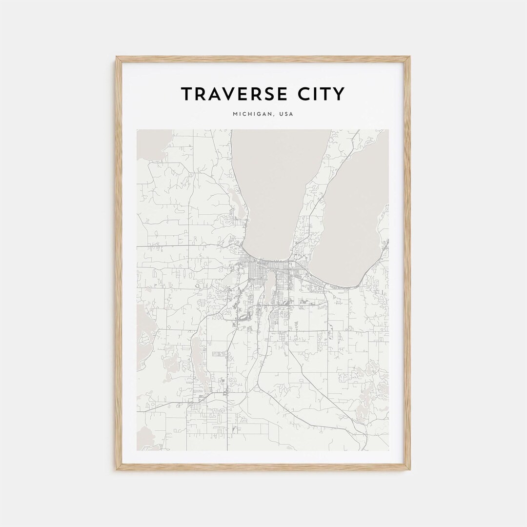 Traverse City Map Poster, Traverse City Map Print, Traverse City Travel ...