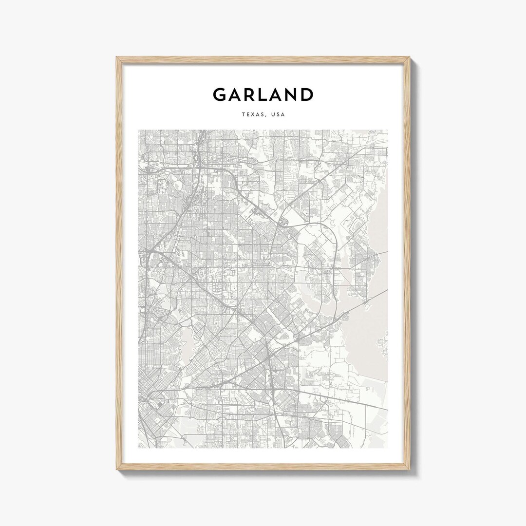 Garland Map Poster, Garland Map Print, Garland Travel Wall Art, Garland ...