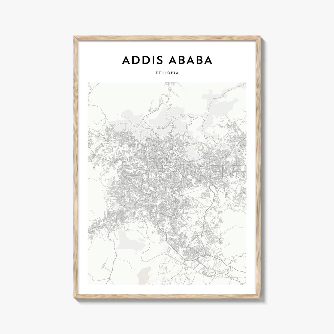 Addis Ababa Map Print, Ethiopia Poster, Africa Wall Art, Finfinne ...