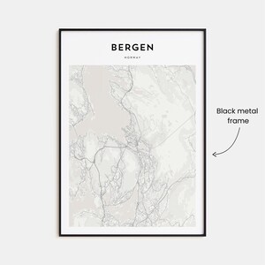 Bergen Map Poster, Bergen Map Print, Bergen Travel Wall Art, Bergen ...