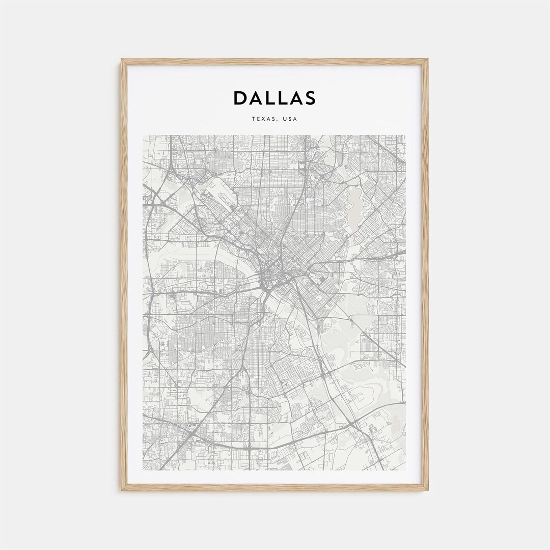 Dallas Map Poster, Dallas Map Print, Dallas Travel Wall Art, Dallas ...