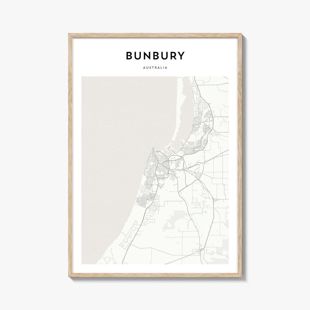Bunbury Map Poster, Bunbury Map Print, Bunbury Travel Wall Art, Bunbury ...