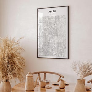 Allen Map Poster, Allen Map Print, Allen Travel Wall Art, Allen ...