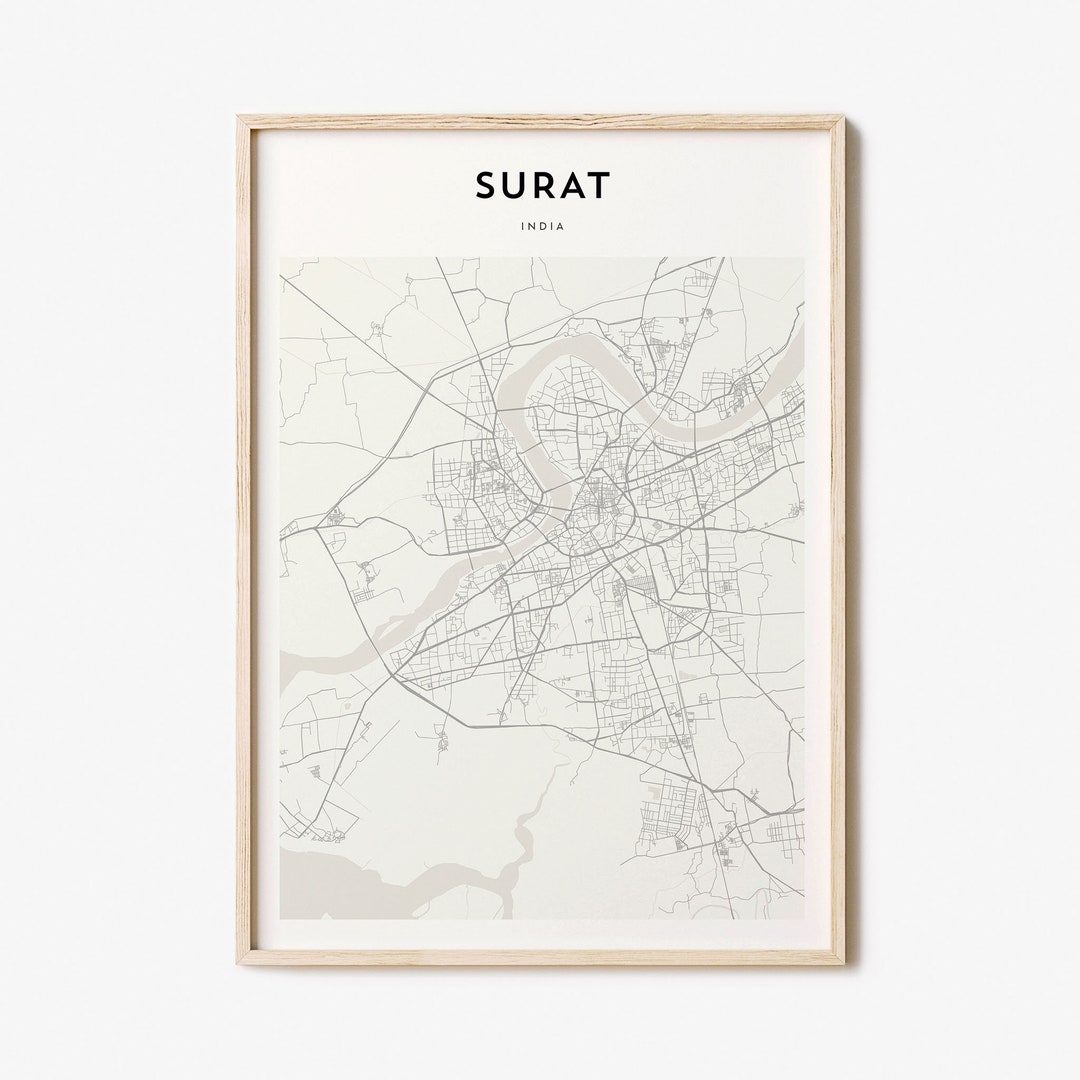 Surat Map Poster, Surat Map Print, Surat Personalized Map Art, Surat ...