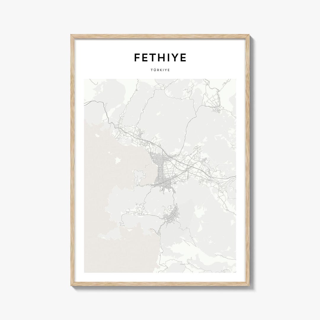 Fethiye Map Poster, Fethiye Map Print, Fethiye Travel Wall Art, Fethiye ...