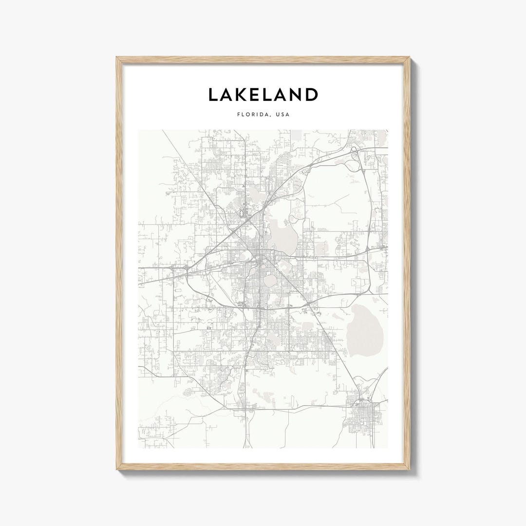 Lakeland Map Poster, Lakeland Map Print, Lakeland Travel Wall Art ...
