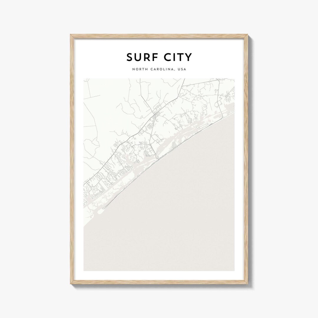 Surf City Map Poster, Surf City Map Print, Surf City Travel Wall Art ...