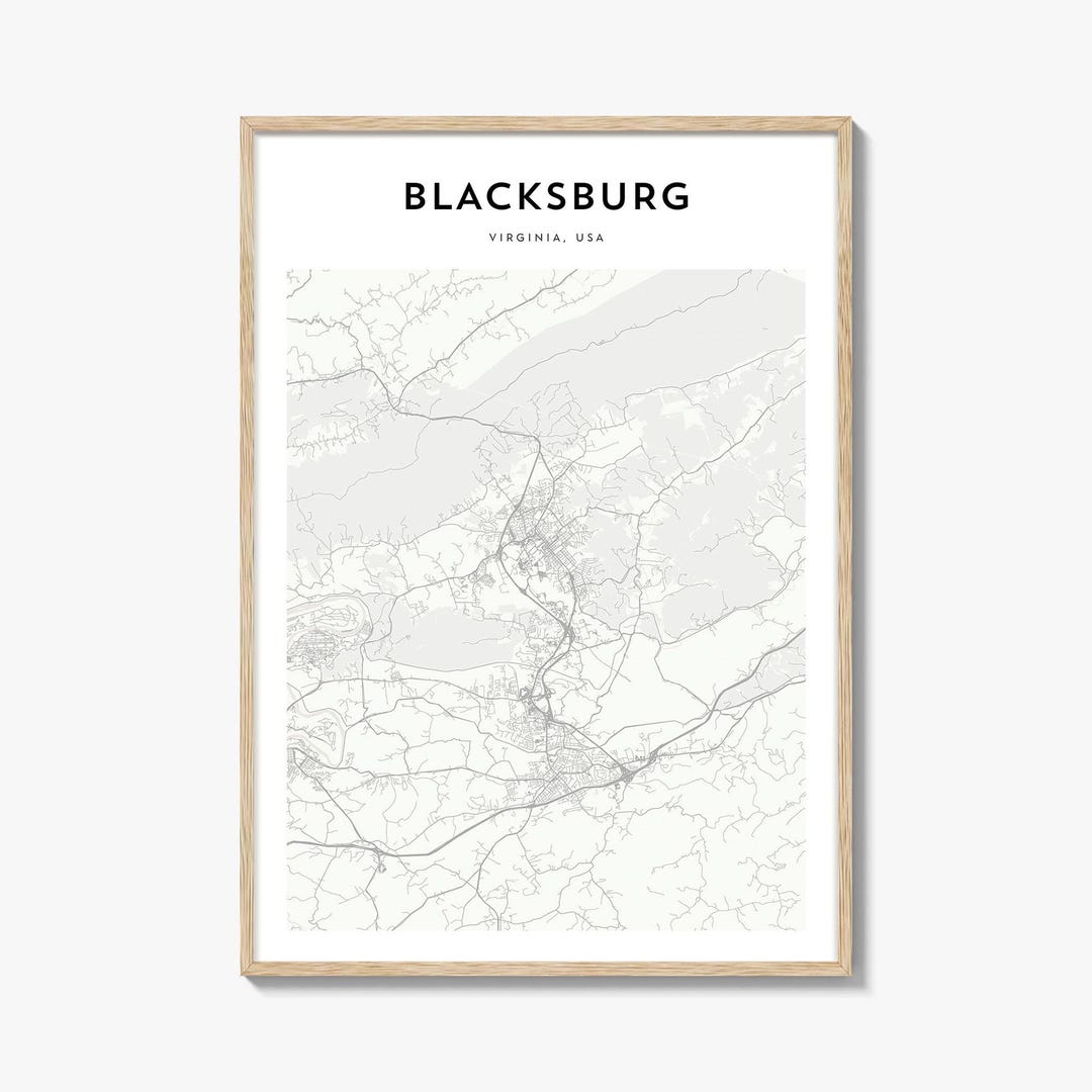 Blacksburg Map Poster, Blacksburg Map Print, Blacksburg Travel Wall Art ...