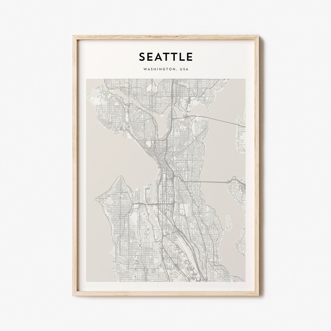 Seattle Map Poster Seattle Map Print Seattle Personalized - Etsy
