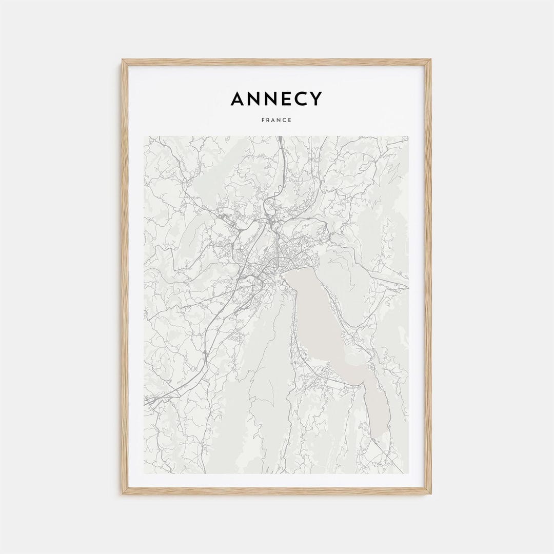 Annecy Karte Poster, Annecy Karte Drucken, Annecy Reisewandkunst ...