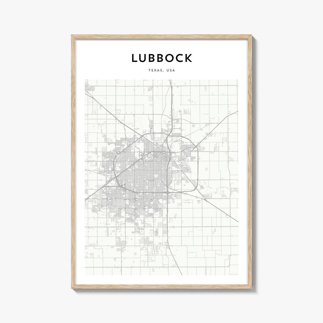 Lubbock Map Poster, Lubbock Map Print, Lubbock Travel Wall Art, Lubbock ...
