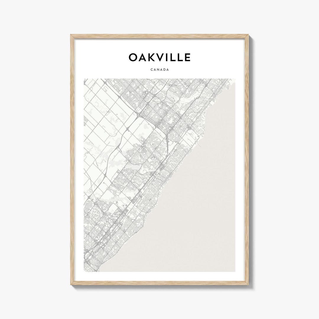 Oakville Map Print, Canada Poster, Ontario Wall Art, Halton Region ...
