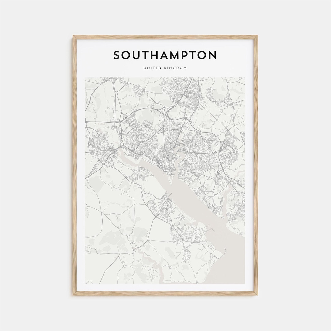 Southampton Map Poster United Kingdom, Southampton Map Print ...