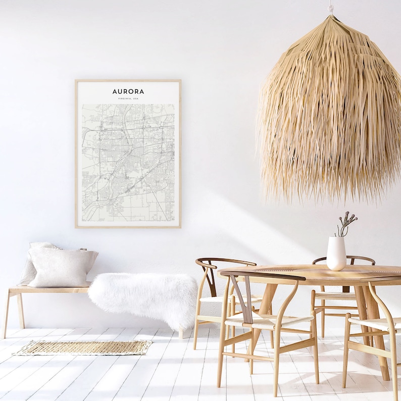 Aurora Map Poster, Aurora Map Print Virginia, Aurora Personalized Map ...