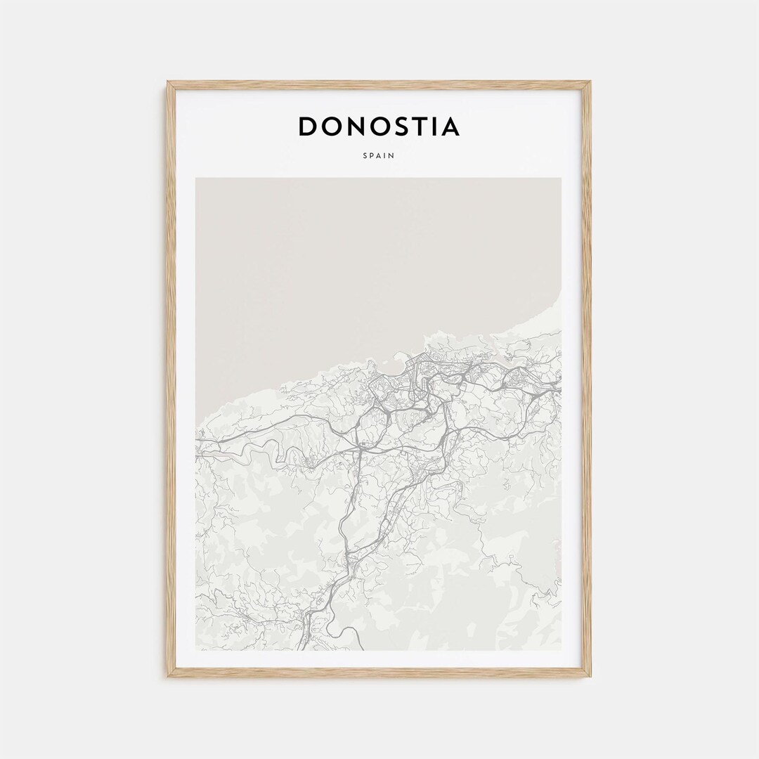 Cartaz do mapa de Donostia, impressão do mapa de Donostia, arte de mapa ...