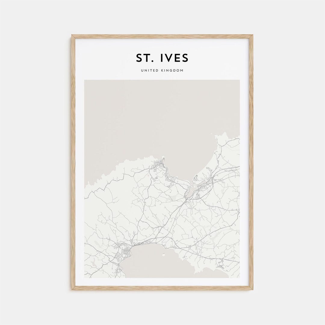 St Ives Map Poster, St Ives Map Print, St Ives Travel Wall Art, St Ives ...