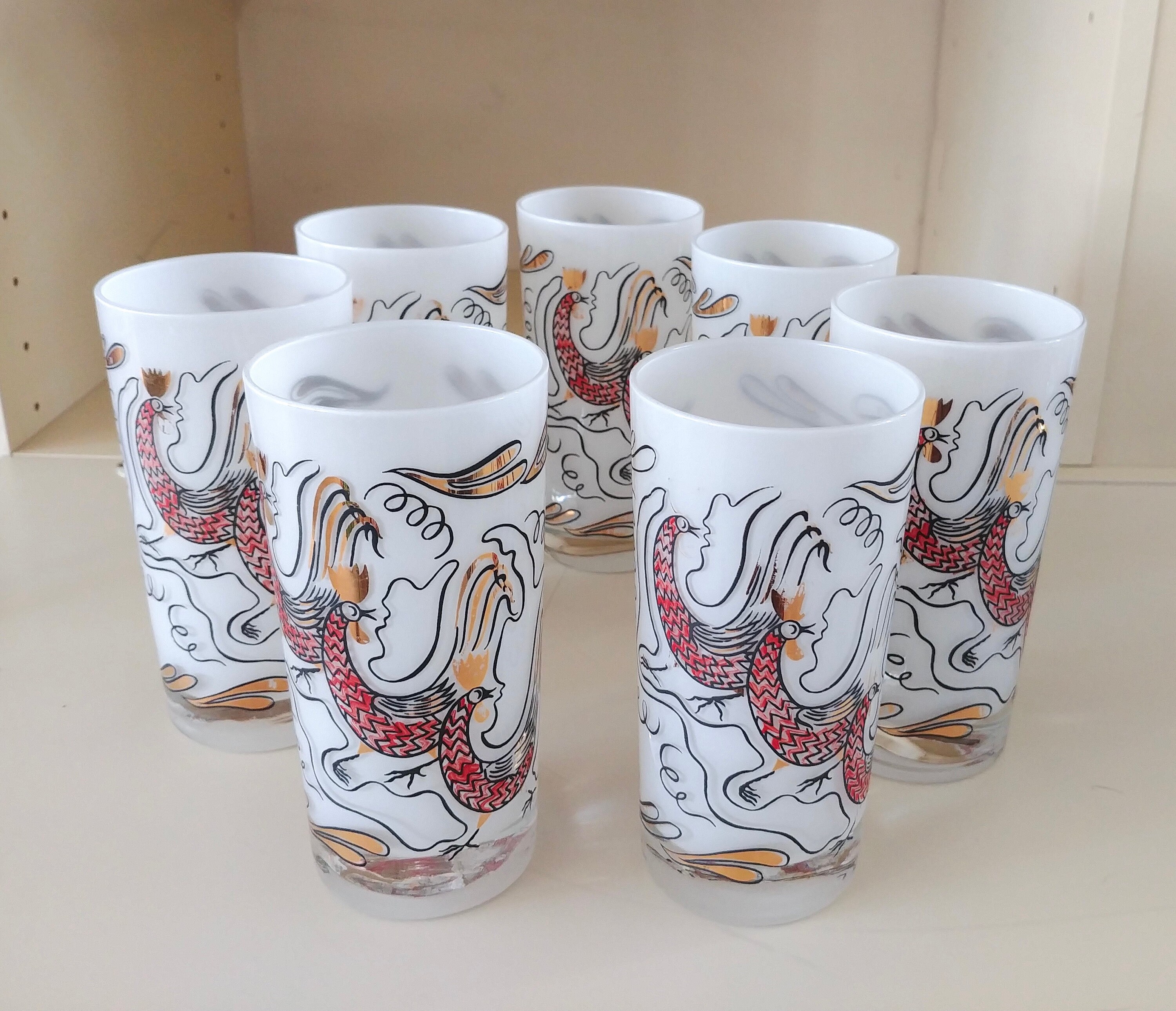 MCM Frosted Cocktail Glasses - Etsy