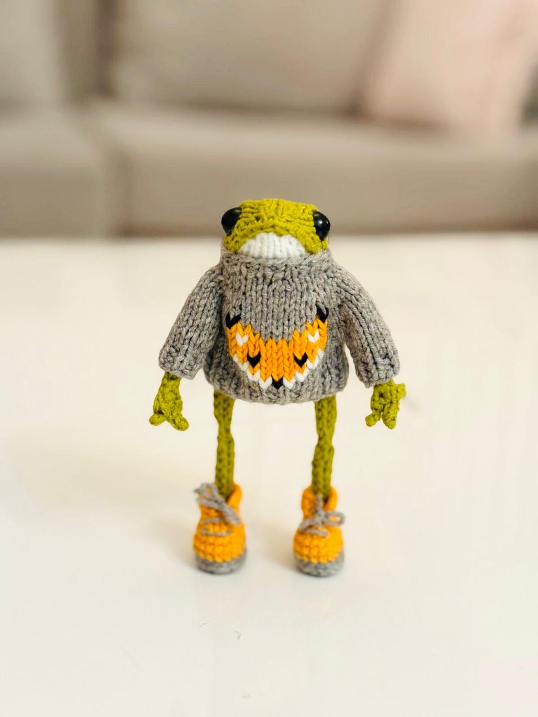 Cute Lovely Green Frog, Finished Toy, Little Frog Crochet Amigurumi Toy ...