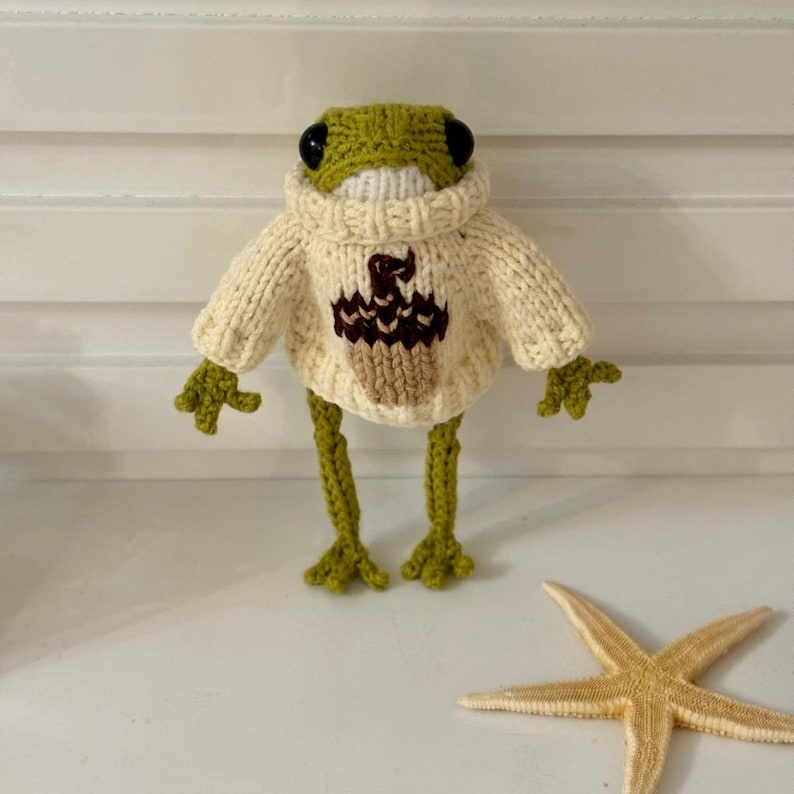 Crochet Frog Toy: Handmade Amigurumi Frog - Changeable Clothes, Movable ...