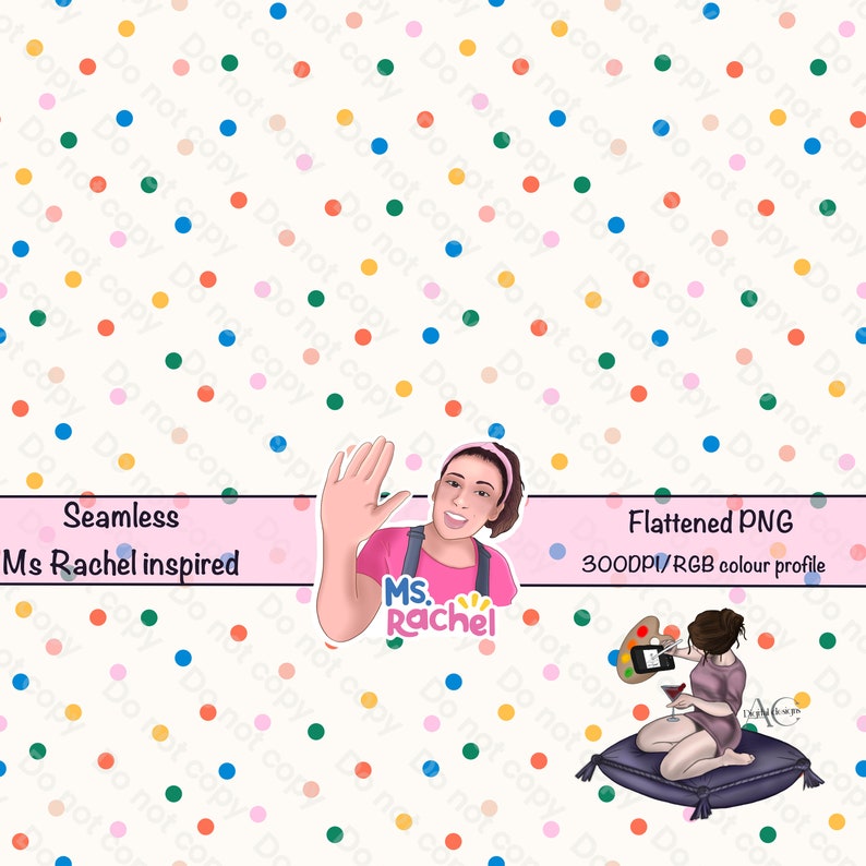 Ms Rachel Seamless Birthday, Birthday Tile, Tumbler Wrap, Fabric Design ...