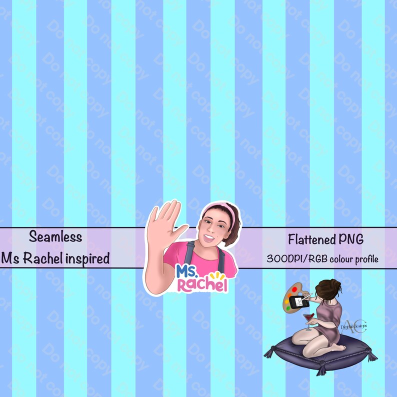 Ms Rachel Seamless, Repeating Tile, Tumbler Wrap, Fabric Design ...