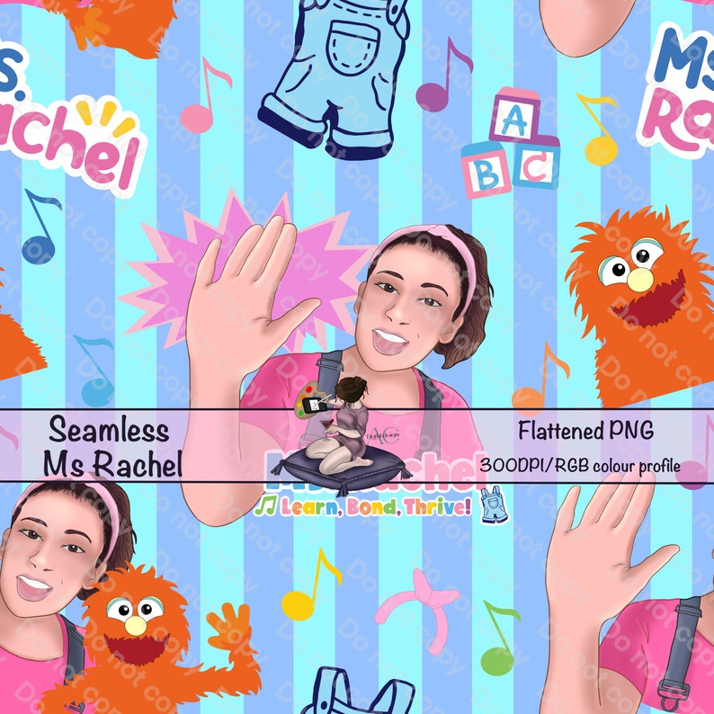 Ms Rachel Seamless, Repeating Tile, Tumbler Wrap, Fabric Design ...