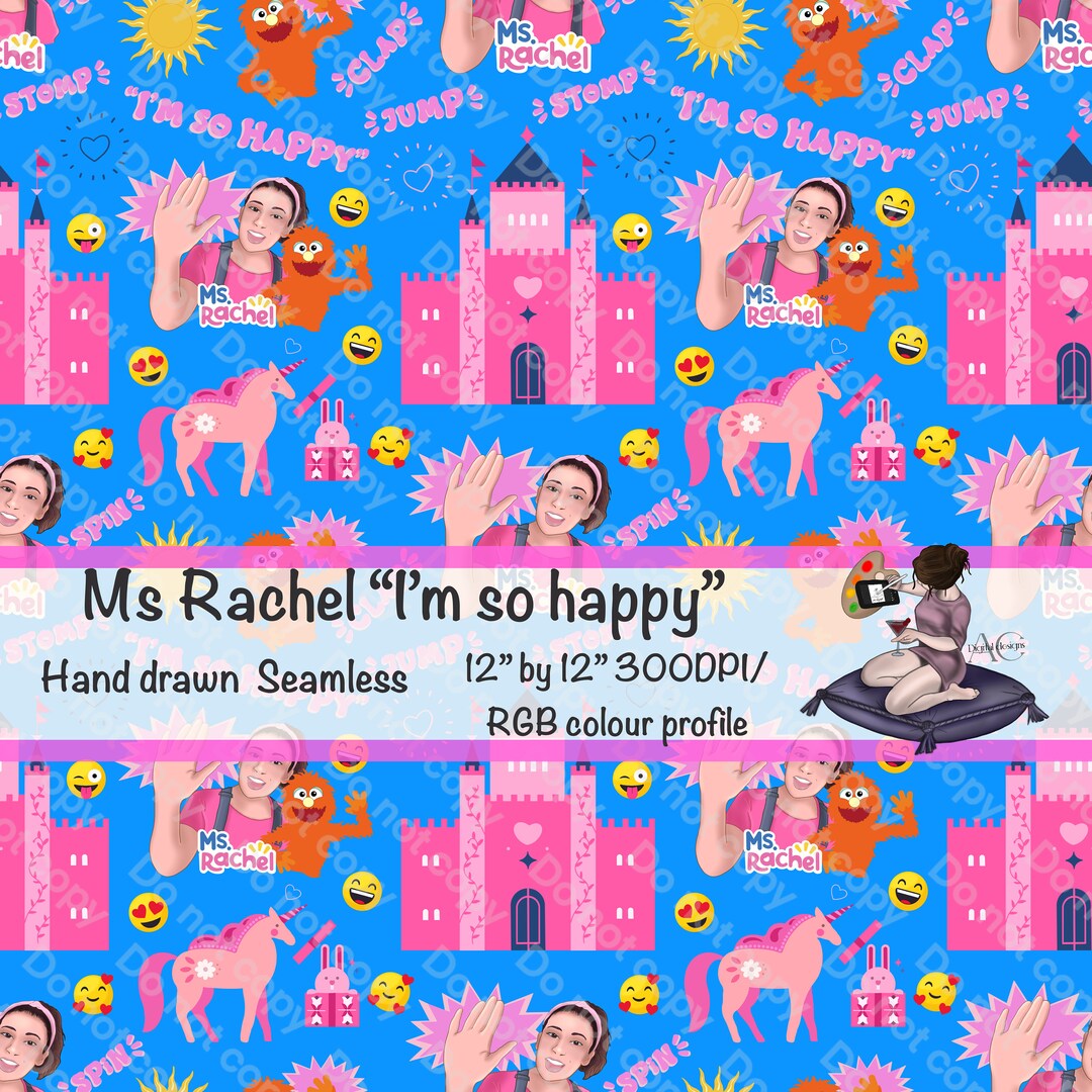 Ms Rachel I’m so Happy Seamless Pattern With Matching PNG, Tumbler Wrap ...