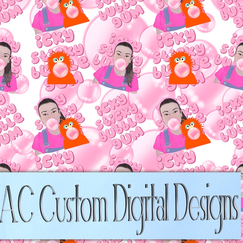 Ms Rachel and Herbie Icky Sticky Bubble Gum Repeating Seamless Image ...