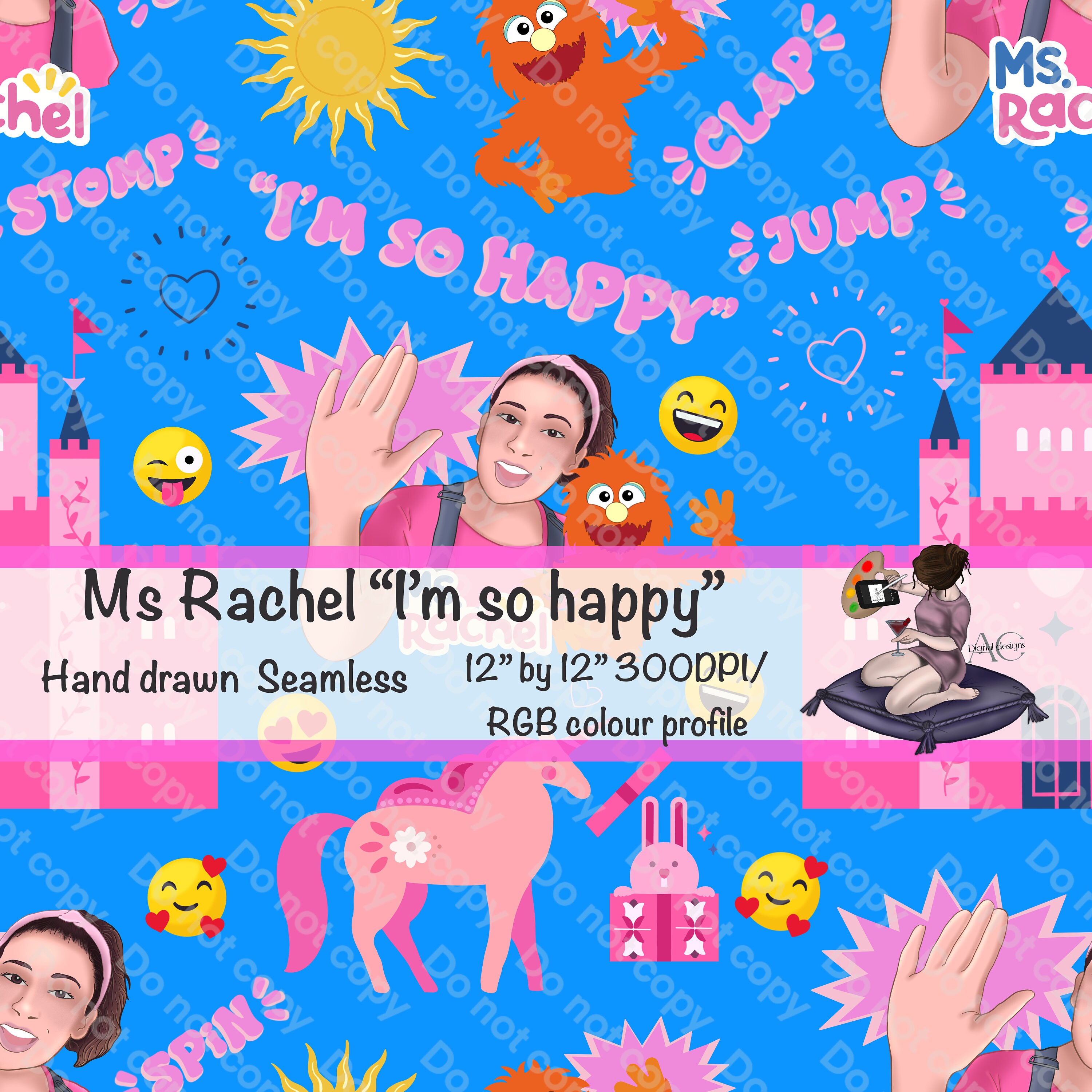 Ms Rachel I’m so Happy Seamless Pattern With Matching PNG, Tumbler Wrap ...