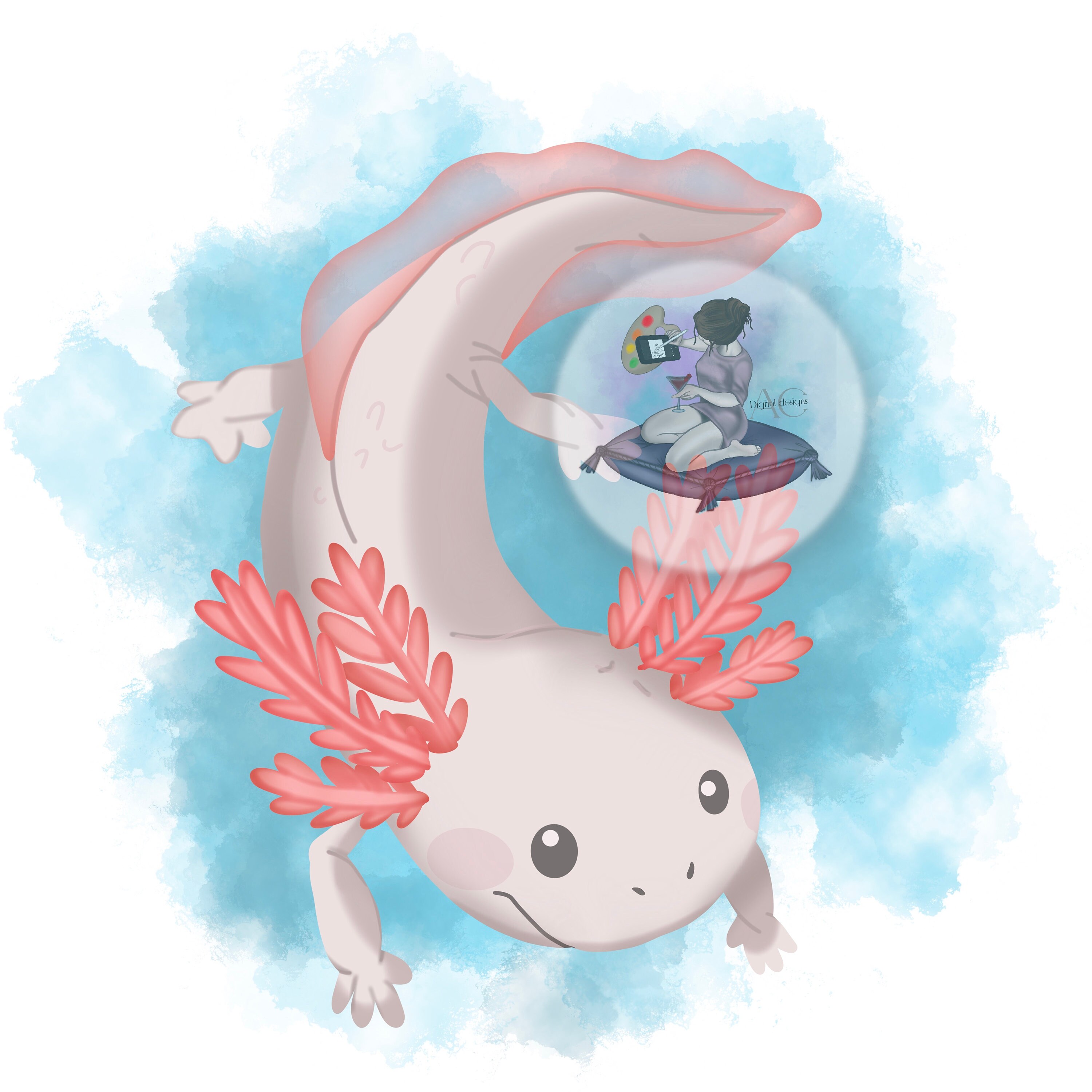 Axolotl Seamless Repeating Pattern-cute-commercial Use-wallpaper ...