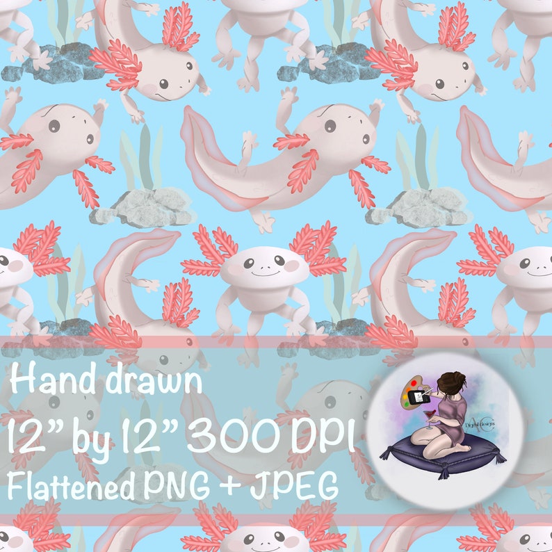 Axolotl Seamless Repeating Pattern-cute-commercial Use-wallpaper ...