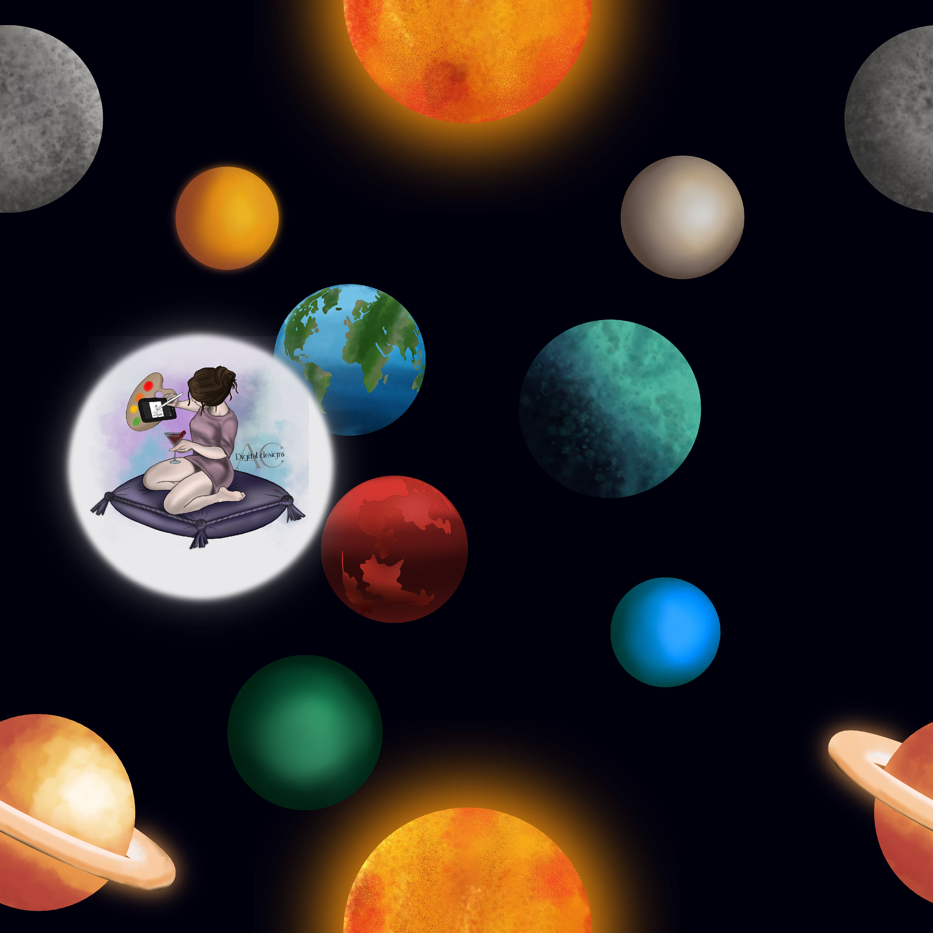 Solar System Stars Seamless Pattern. Solar System Sublimation Images ...