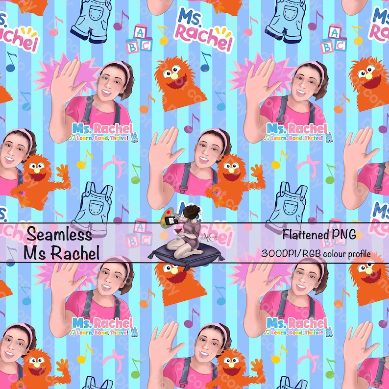 Ms Rachel Seamless, Repeating Tile, Tumbler Wrap, Fabric Design ...