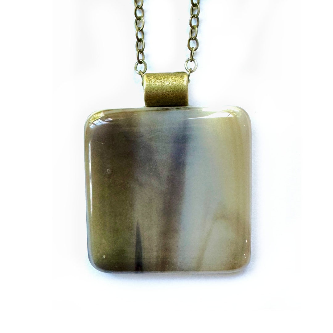 Neutral Earth Tones Streaky Glass Fused Glass Pendant - Etsy