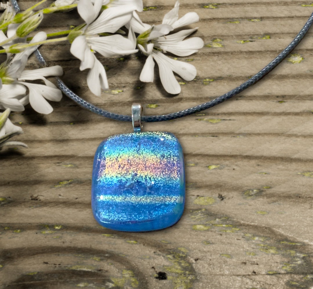 Pastel Rainbow Dichroic Fused Glass Pendant - Etsy
