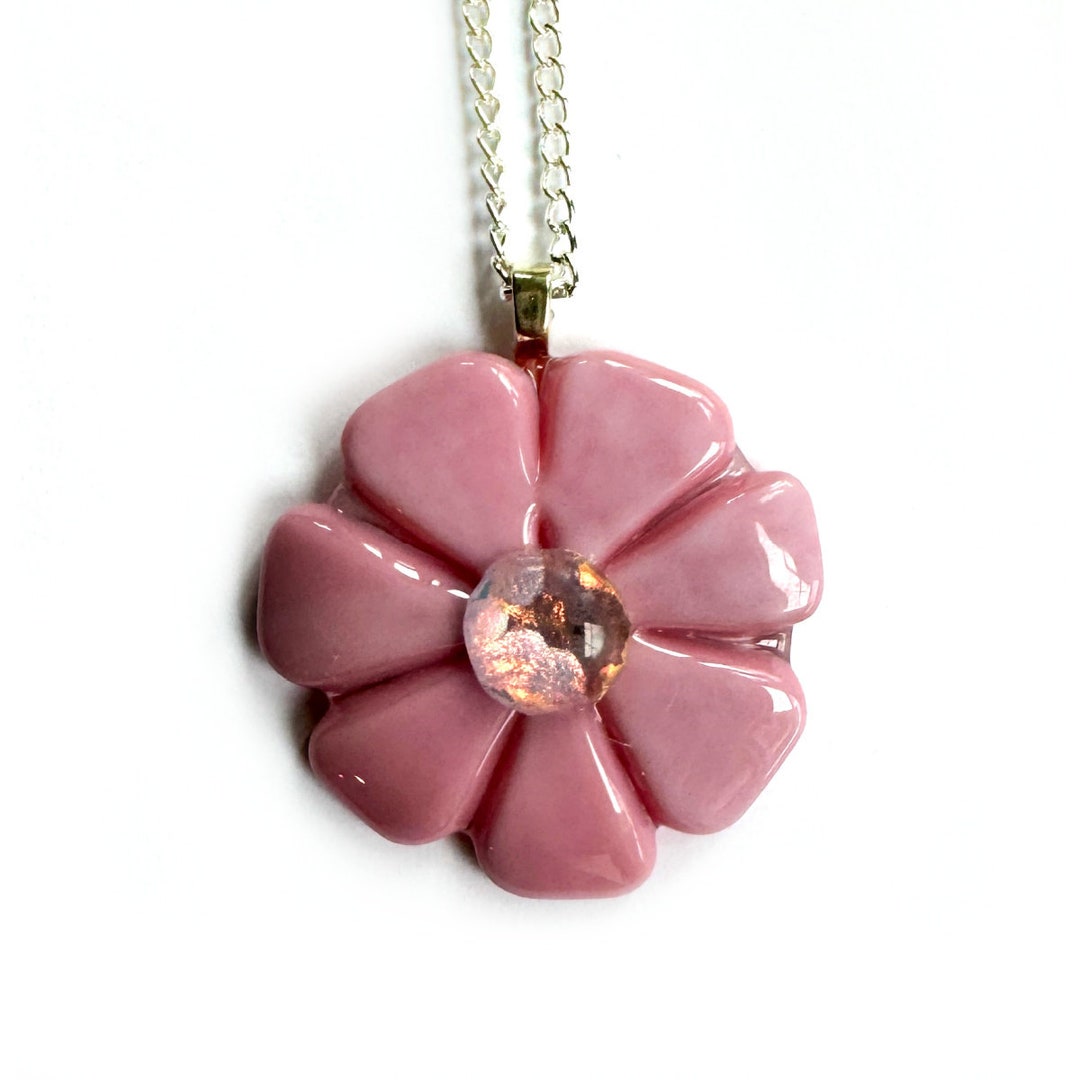 Fused Glass Flower Pendant - Etsy