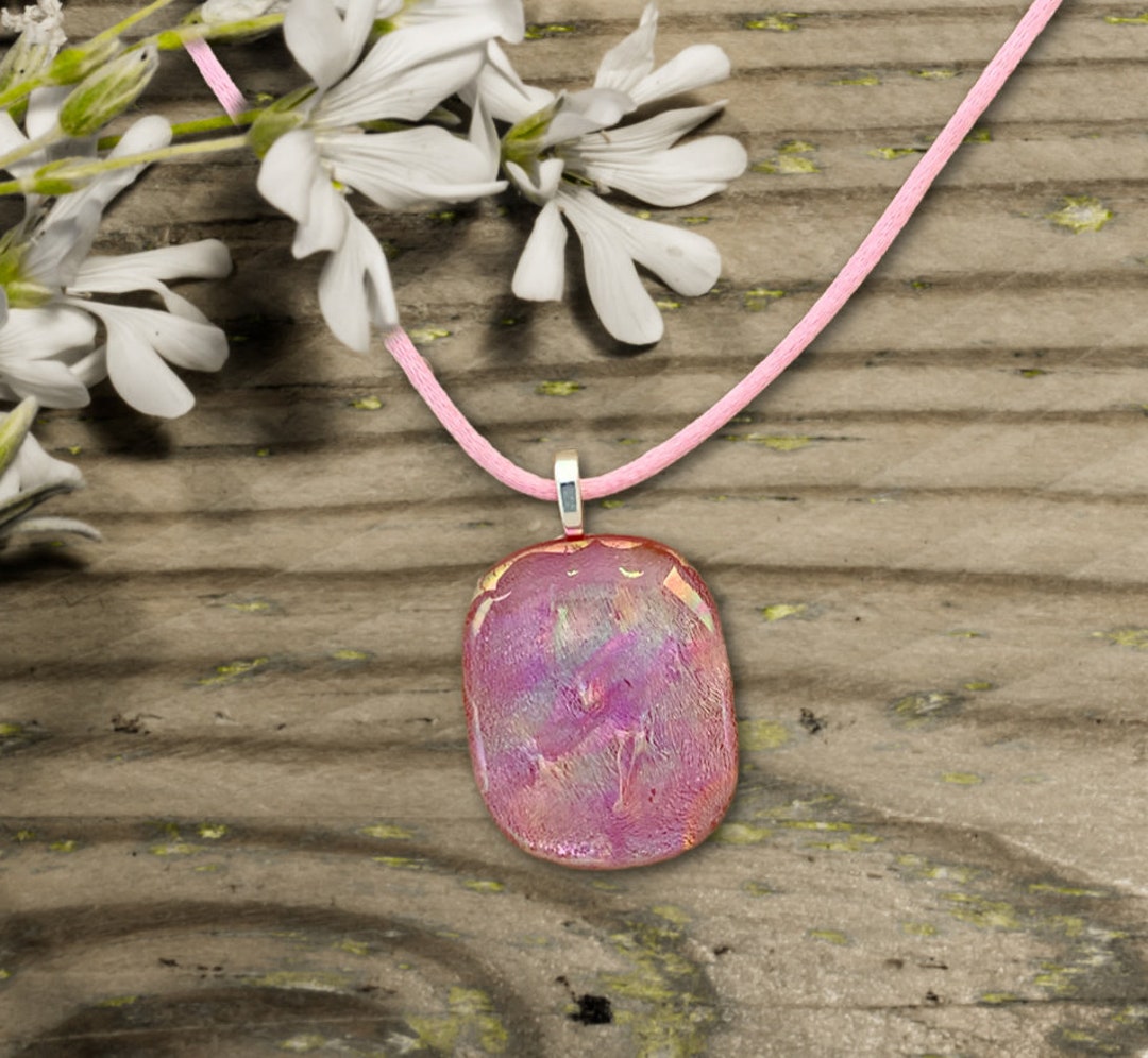Layers of Pink Dichroic Fused Glass Pendant - Etsy