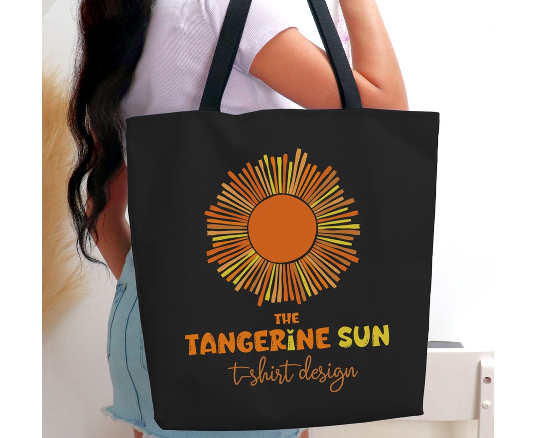 Sun Logo Design Black Tote "tangerine Sun T-shirt Design" Tote Bag ...