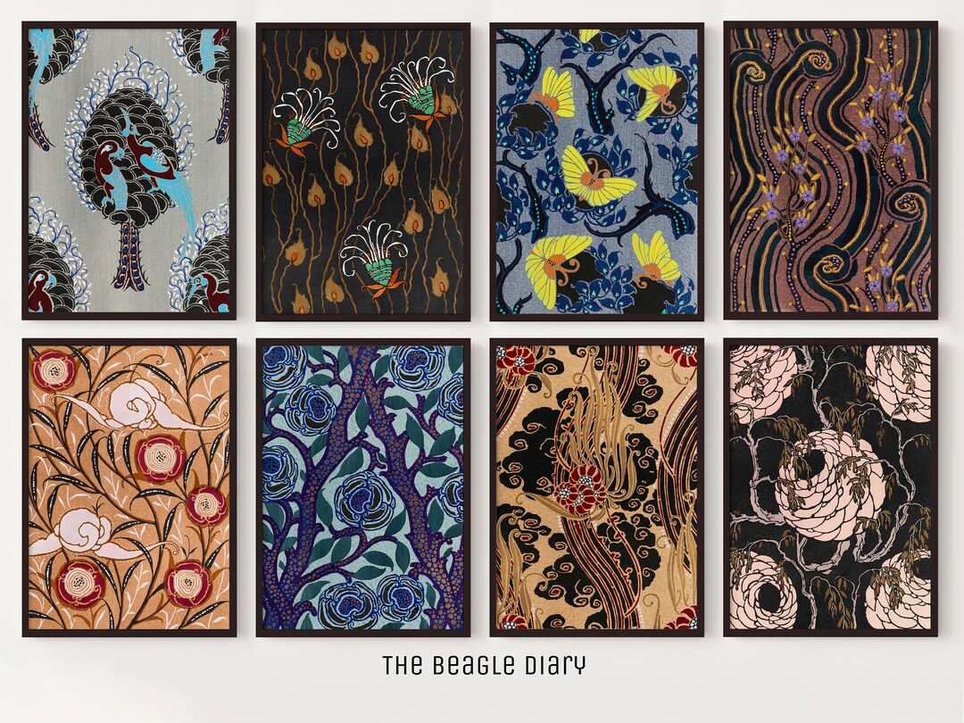 Printable Art Nouveau Patterns/ Set of 8 Prints From samarkand by EA ...