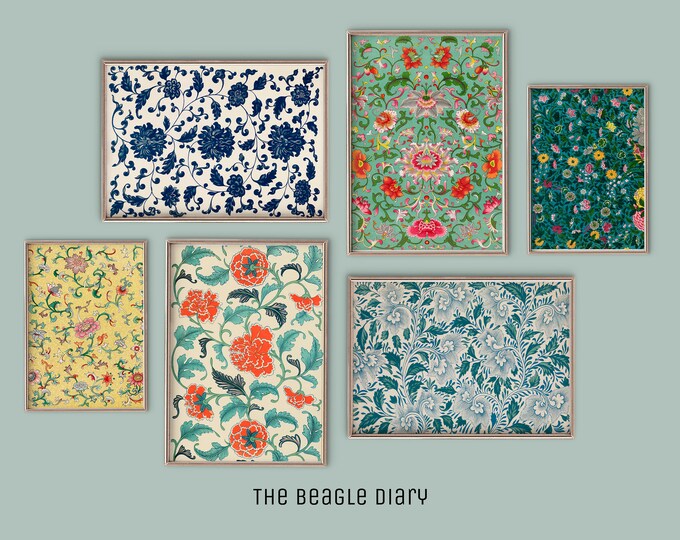 Bundle of 6 Chinese Ornamental Patterns/ Asian Wall Art Gallery ...