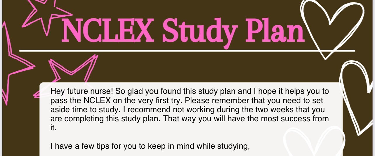 NCLEX Study Plan - Etsy