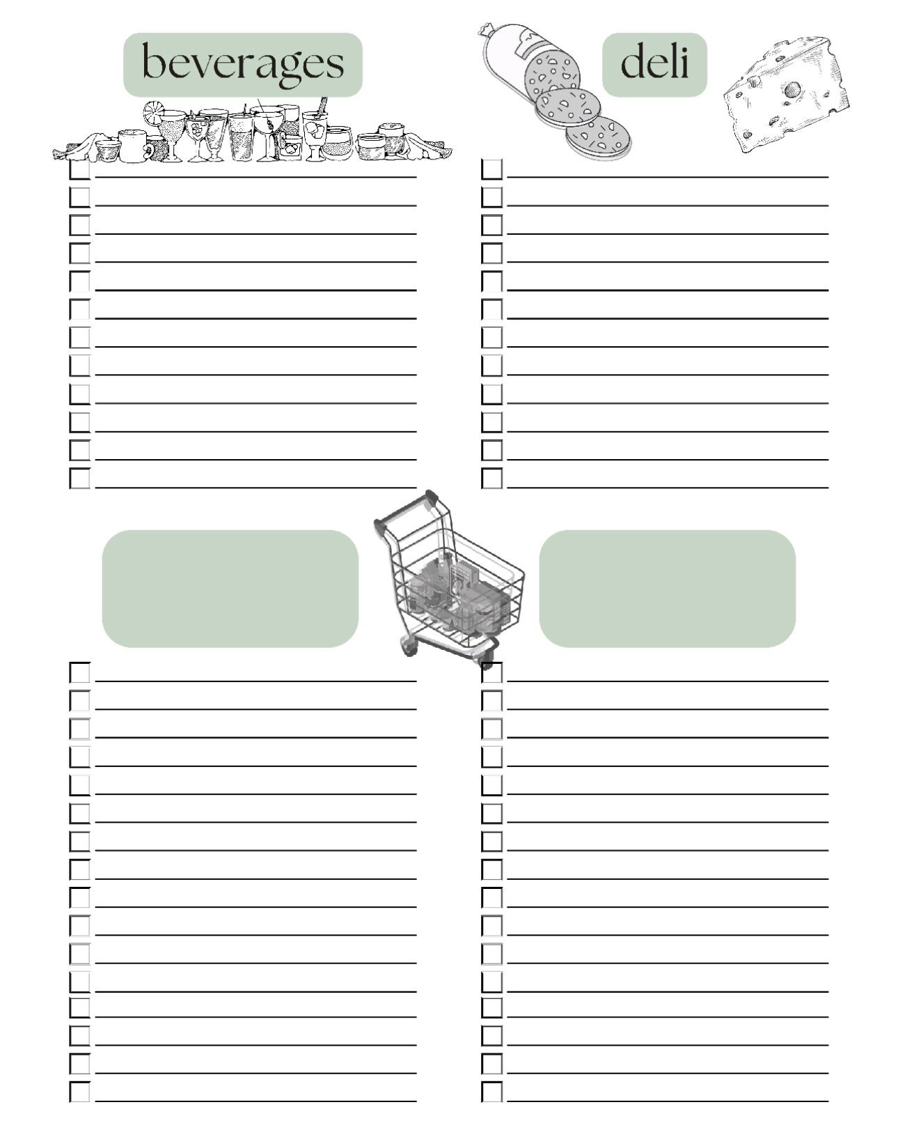 Grocery/shopping List "sketchy Food" Design | Goodnotes and Remarkable ...