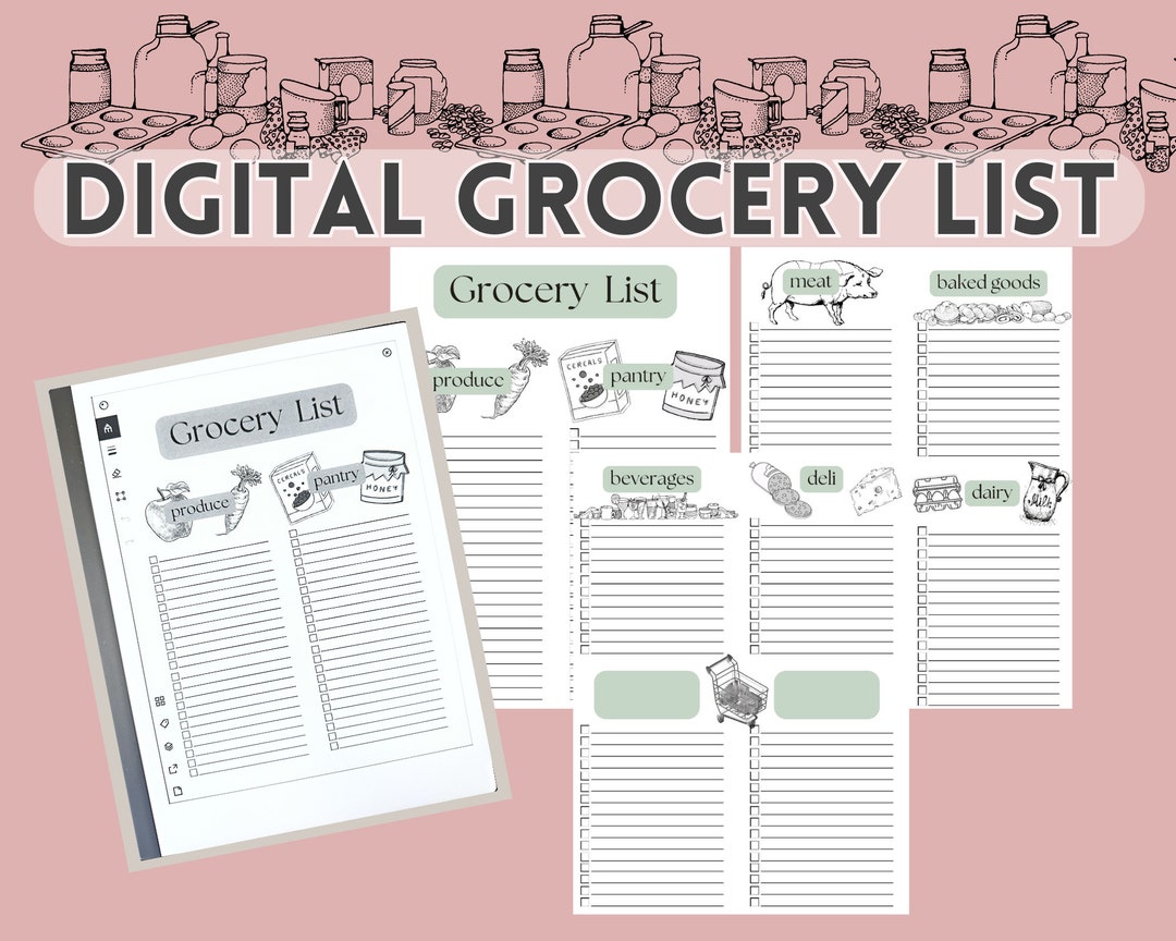 Grocery/shopping List "sketchy Food" Design | Goodnotes and Remarkable ...