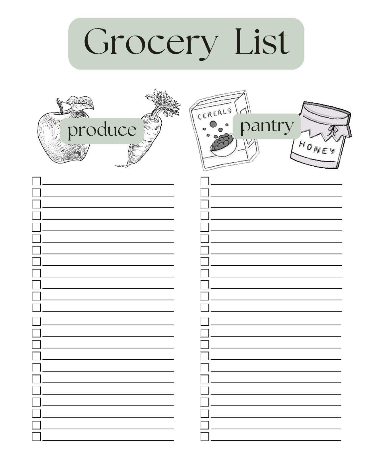 Grocery/shopping List "sketchy Food" Design | Goodnotes and Remarkable ...